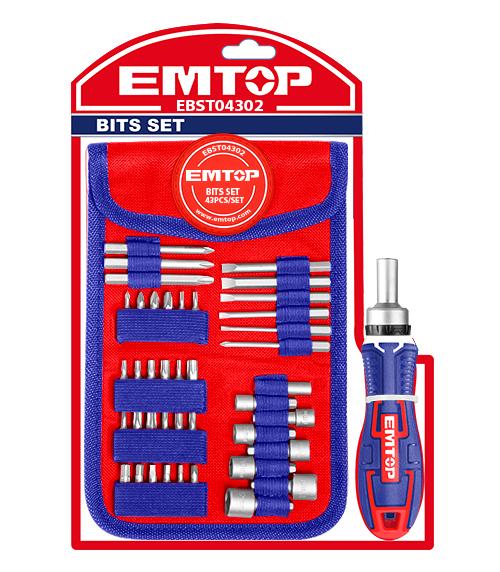 EMTOP Hand Tools 43 Pcs screwdriver bit set EBST04302